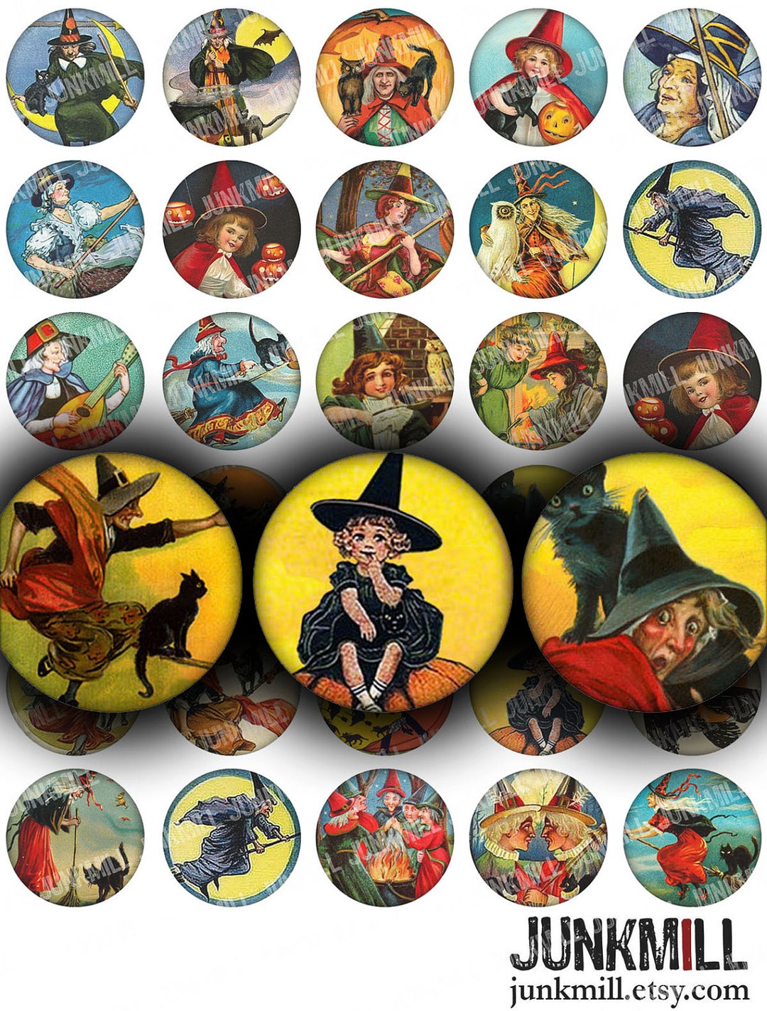 CLASSIC WITCHES - Digital Printable Collage Sheet - Vintage Halloween ...