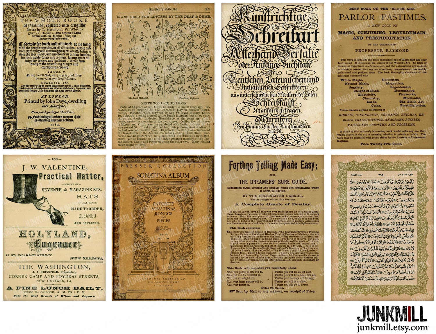 BOOK PAGES Digital Printable Collage Sheet 16 Antique | Etsy