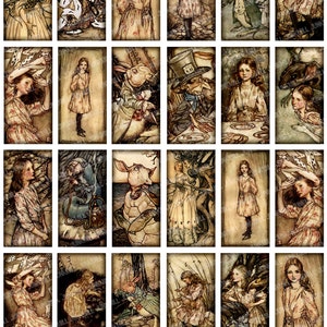 ALICE TILES Digital Printable Collage Sheet Vintage Victorian Alice in ...