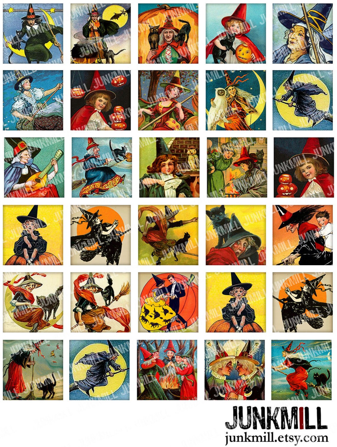 CLASSIC WITCHES - Digital Printable Collage Sheet - Vintage Halloween ...