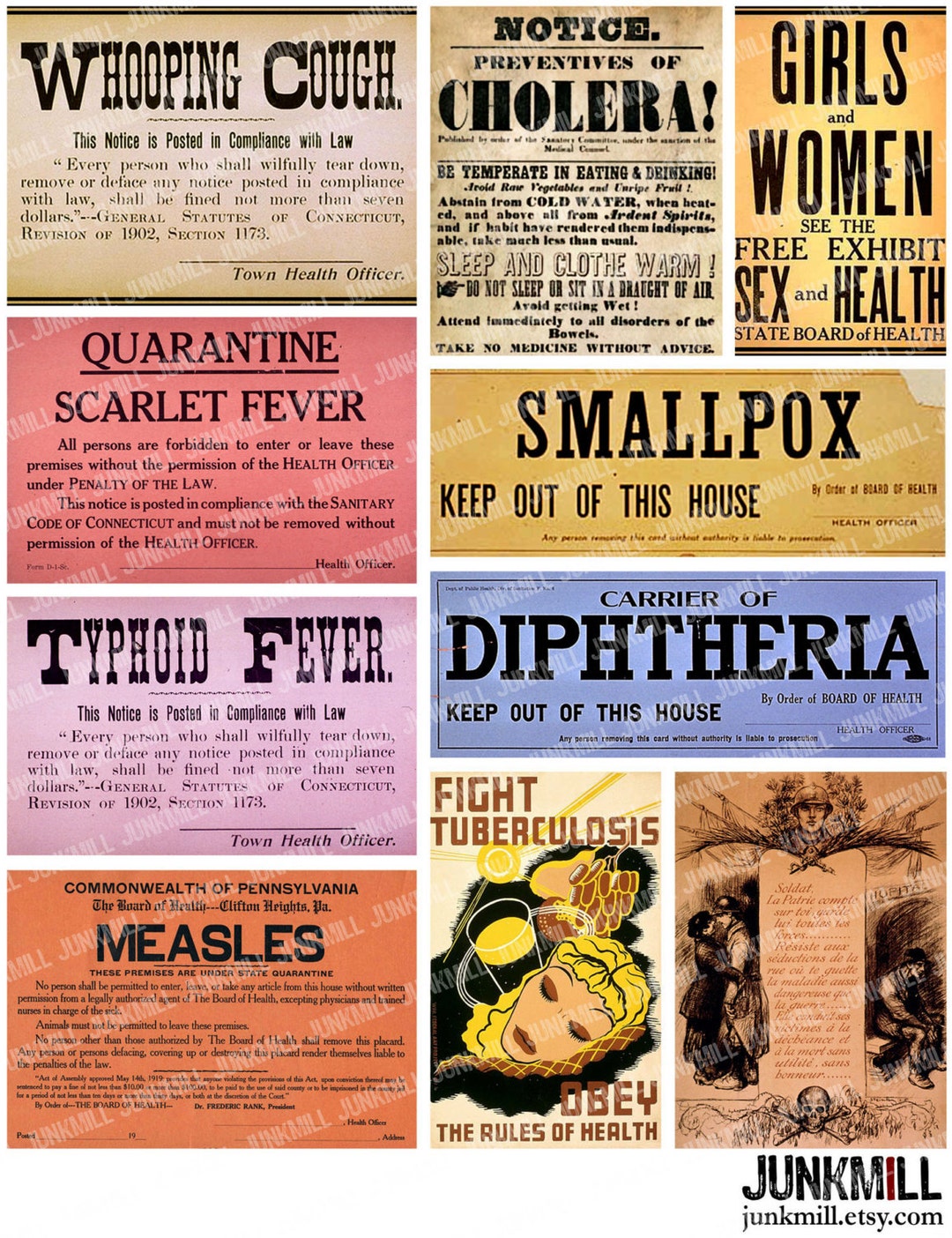 QUARANTINE - Digital Printable Collage Sheet - Vintage Medical Posters ...