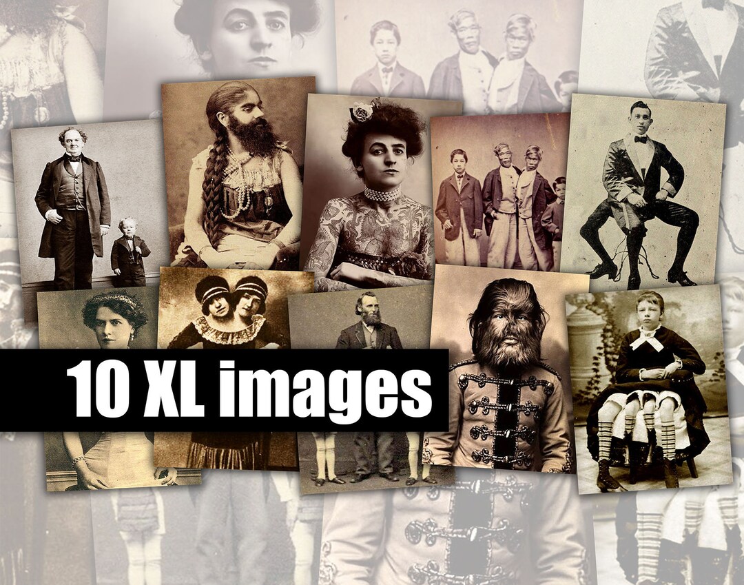 HUMAN ODDITIES 10 Large Digital Printable Images Vintage Circus ...