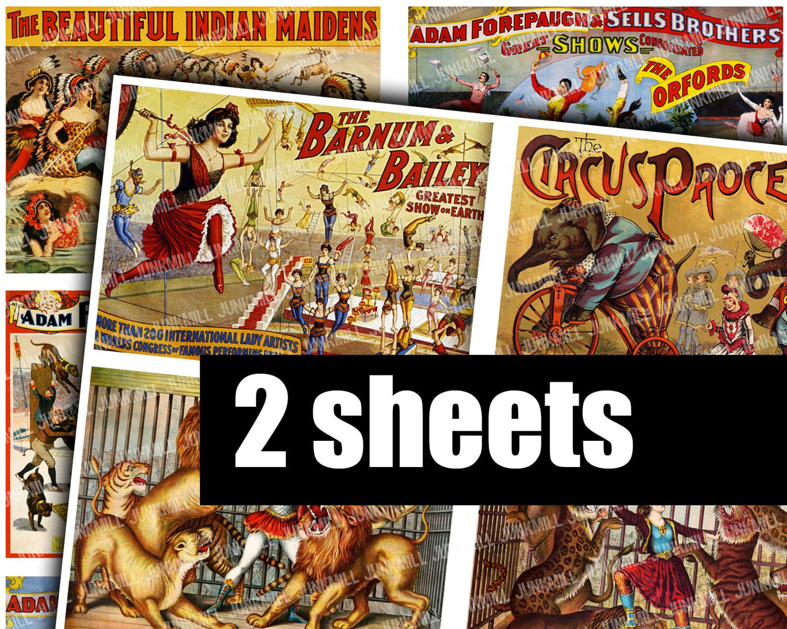 BIG TOP Digital Printable Collage Sheet Vintage Circus - Etsy