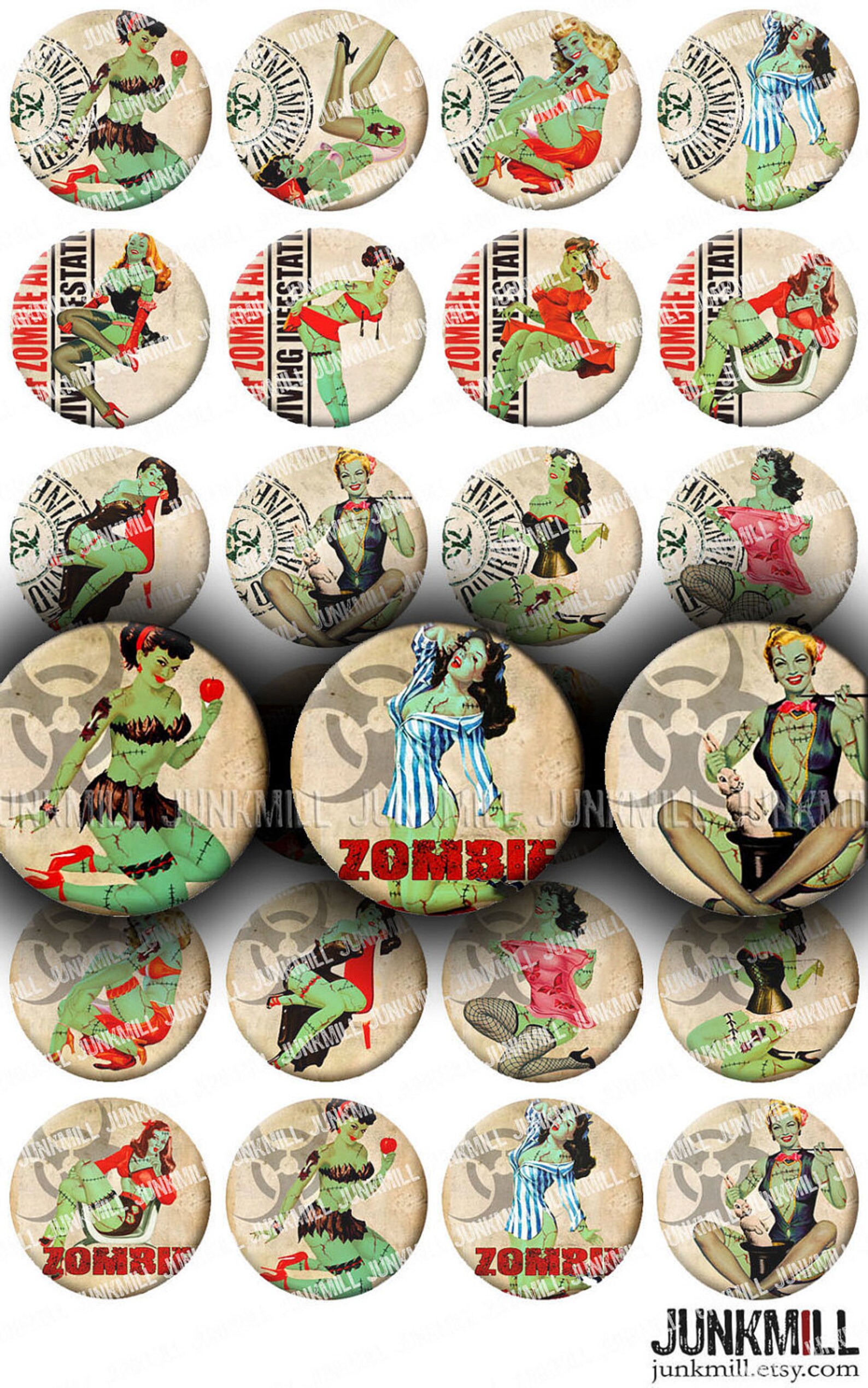Zombie PIN-UPS Digital Printable Collage Sheet Retro - Etsy