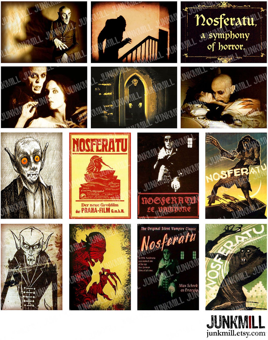 NOSFERATU - Digital Printable Collage Sheet - Vintage Vampire Film ...
