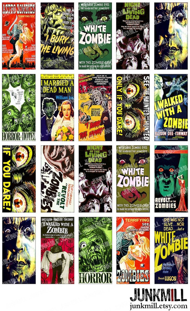 Zombies Digital Printable Collage Sheet Cult Classic - Etsy