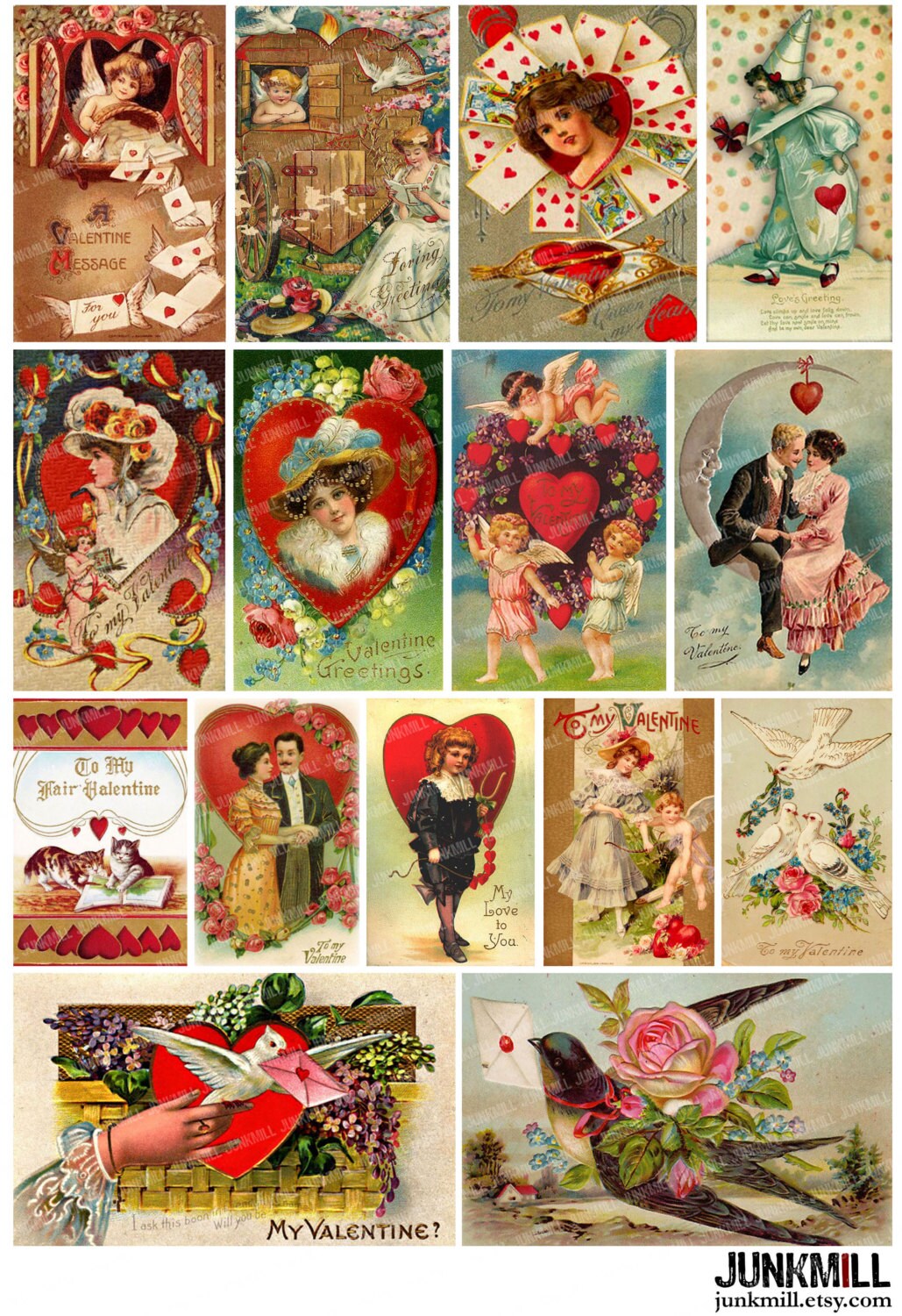 L'AMORE - Digital Printable Collage Sheet - Victorian Valentines ...