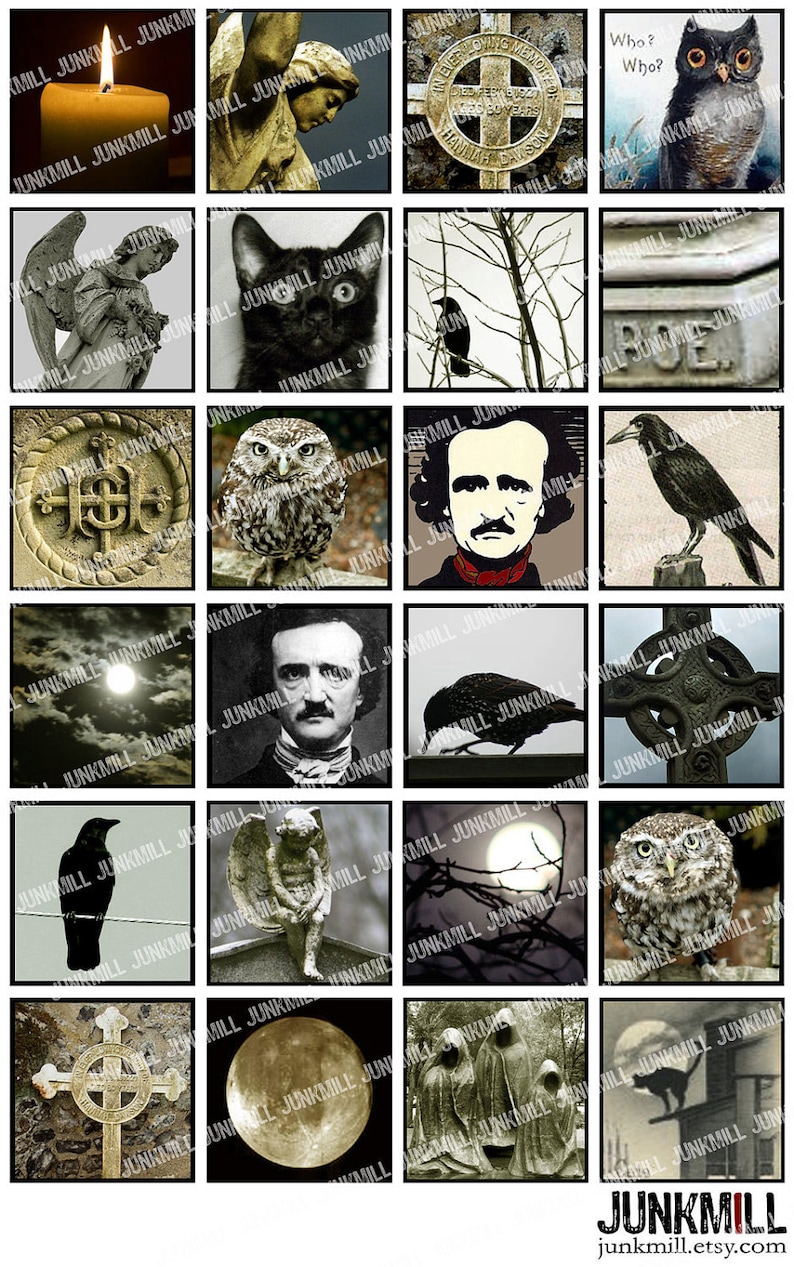 THE RAVEN Digital Printable Collage Sheet Edgar Allen Poe - Etsy