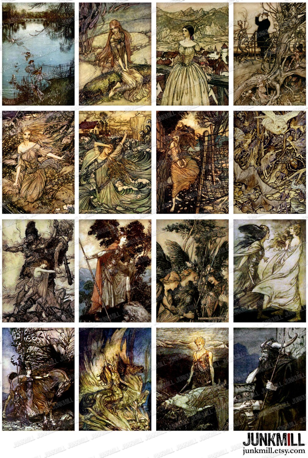 MYTHOLOGY Digital Printable Collage Sheet Arthur Rackham | Etsy