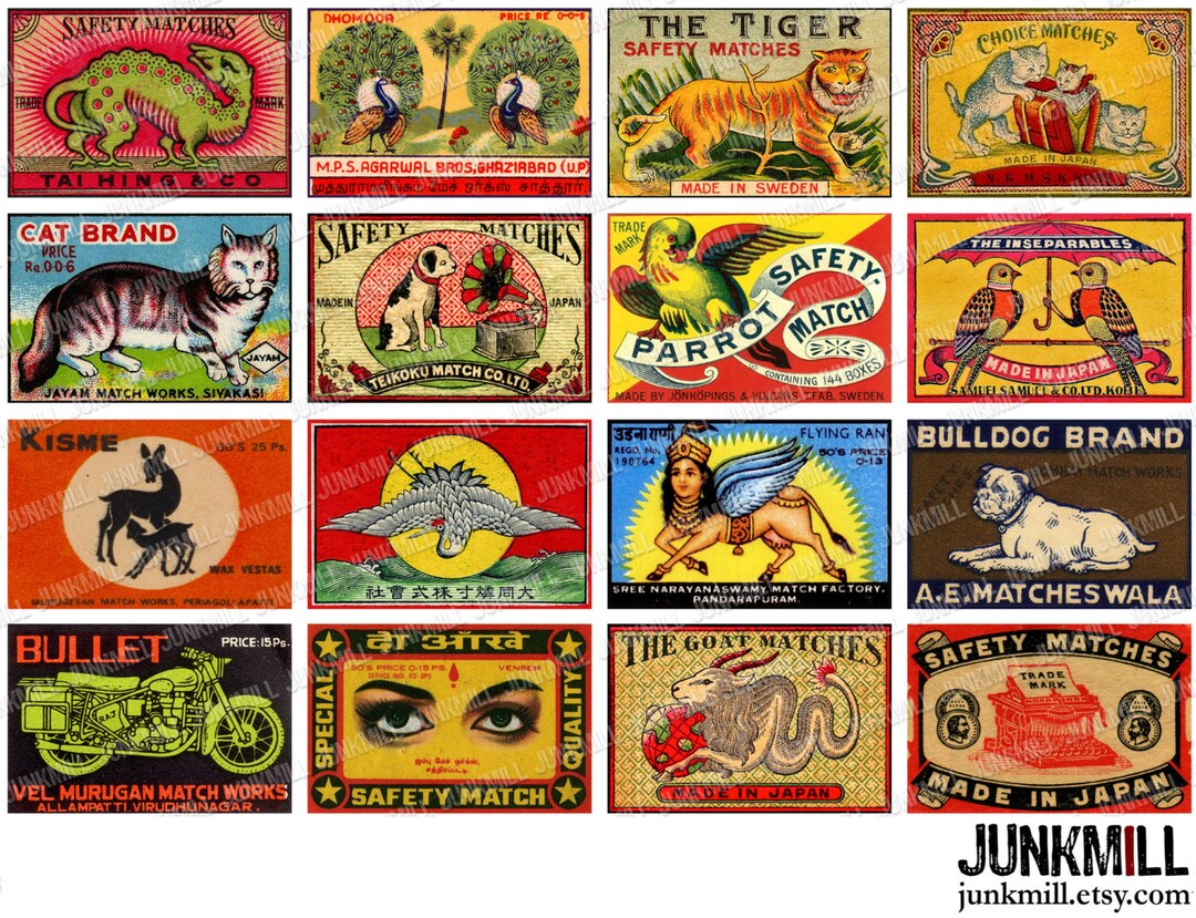 MATCHBOX MEDLEY III - Digital Printable Collage Sheet - Vintage Foreign ...
