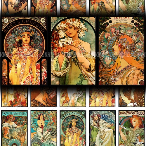 MUCHA MASTERPIECES Digital Printable Collage Sheet - Etsy