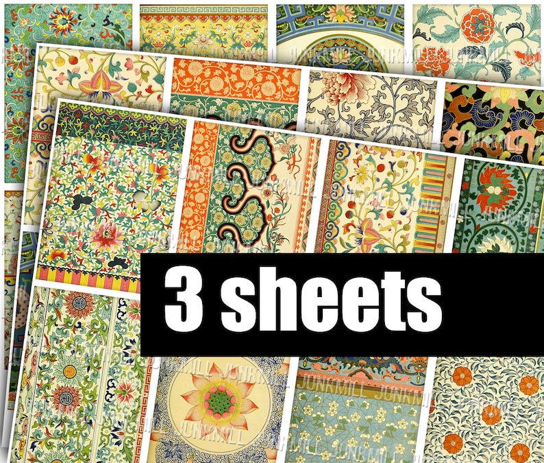 ASIAN PRINTS Digital Printable Collage Sheet Chinese | Etsy