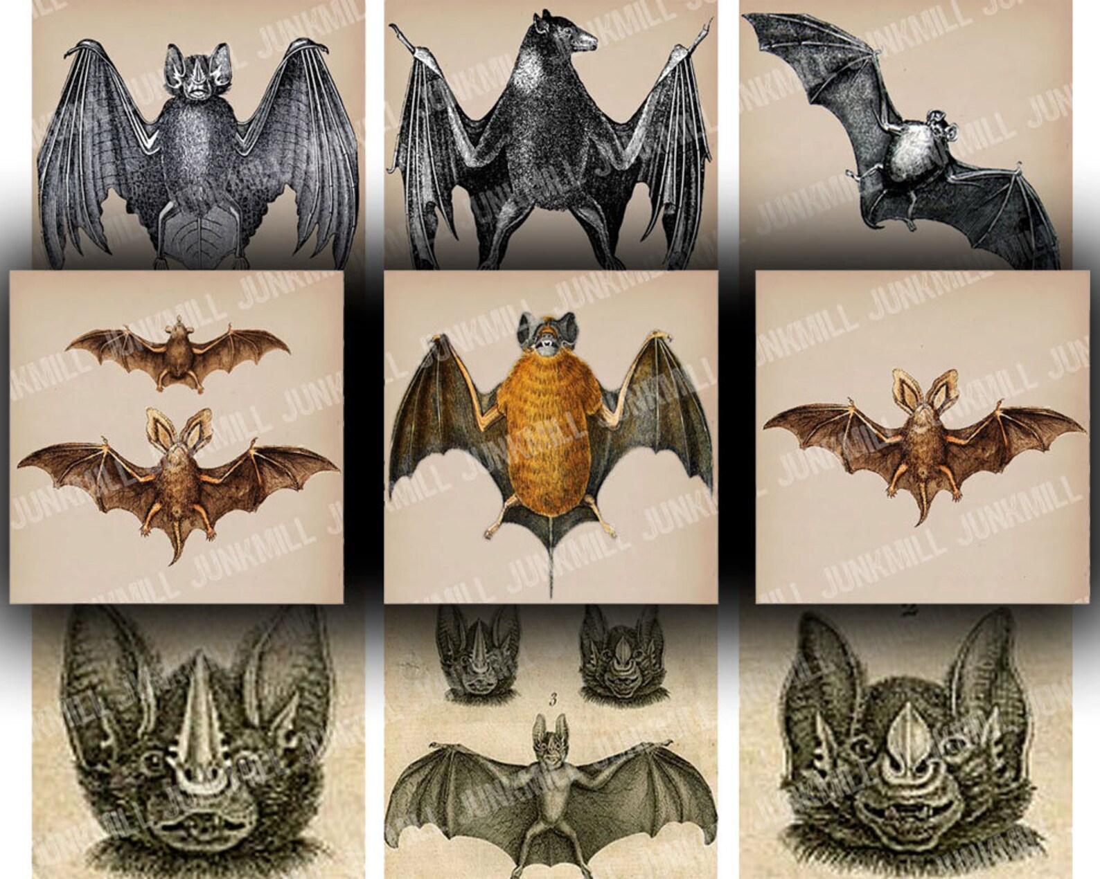 BATS Digital Printable Collage Sheet 1 Square 25 - Etsy