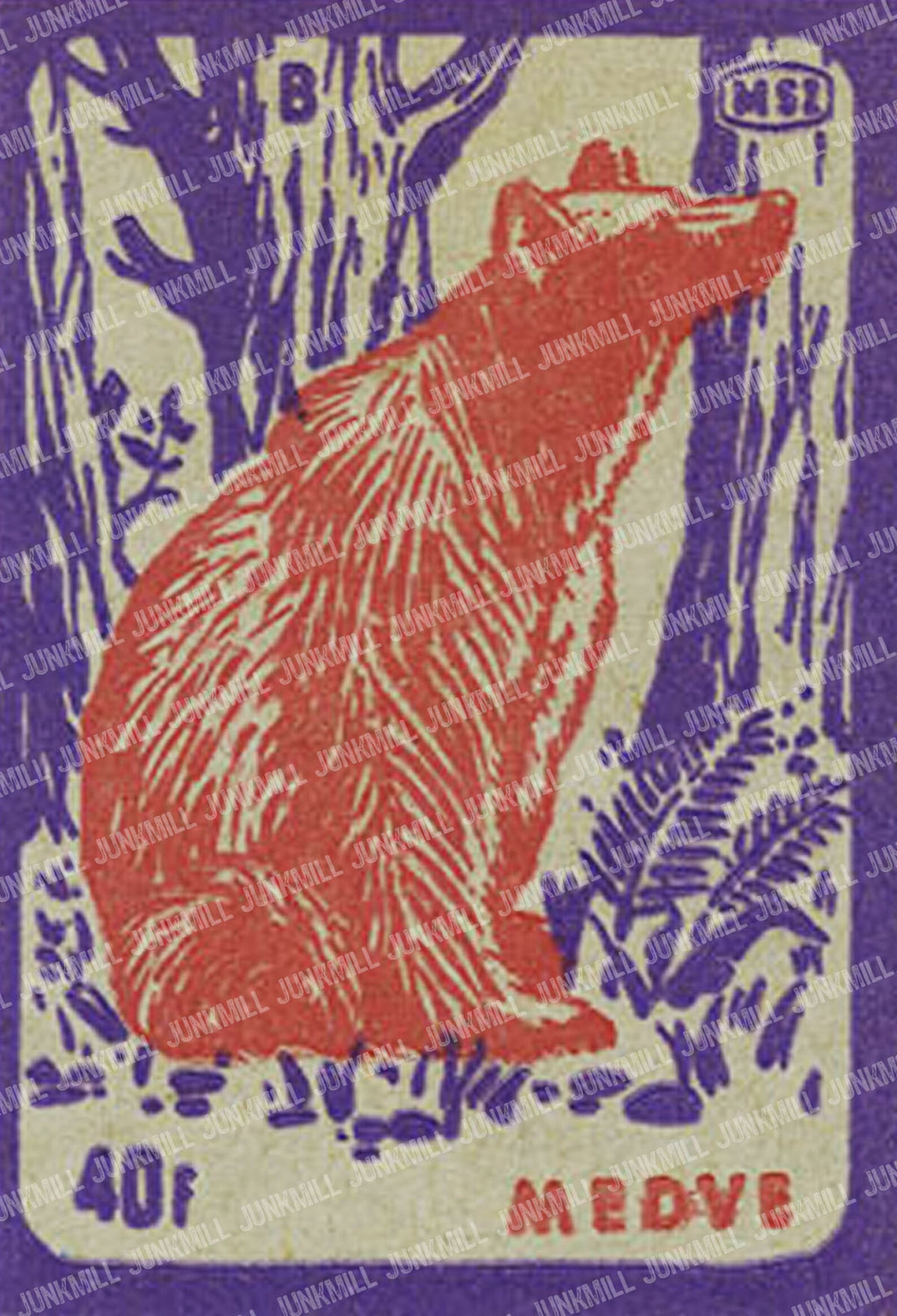 LINOCUT BEARS Collage Sheet Vintage Hungarian Matchbox - Etsy