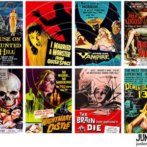 RETRO HORROR - Digital Printable Collage Sheet - Vintage Horror Movie ...