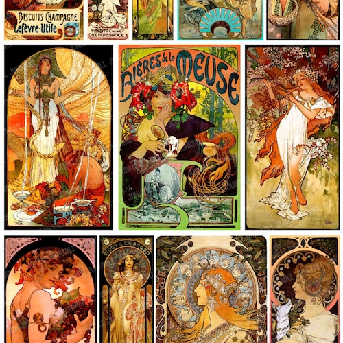 MUCHA MASTERPIECES Digital Printable Collage Sheet - Etsy