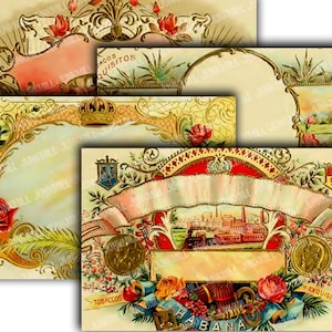 CIGAR BOX BORDERS - 4 Large Digital Printable Images - Vintage Cigar ...