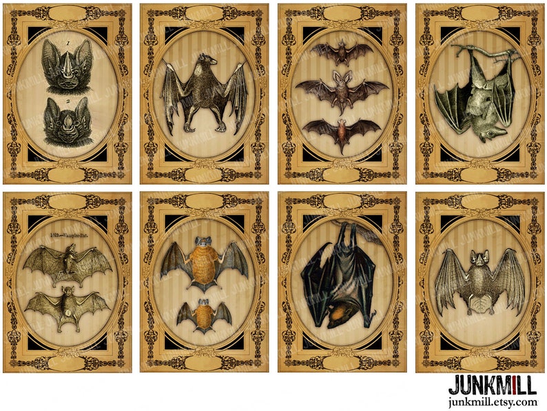 VICTORIAN BATS Digital Printable Collage Sheet Antique - Etsy