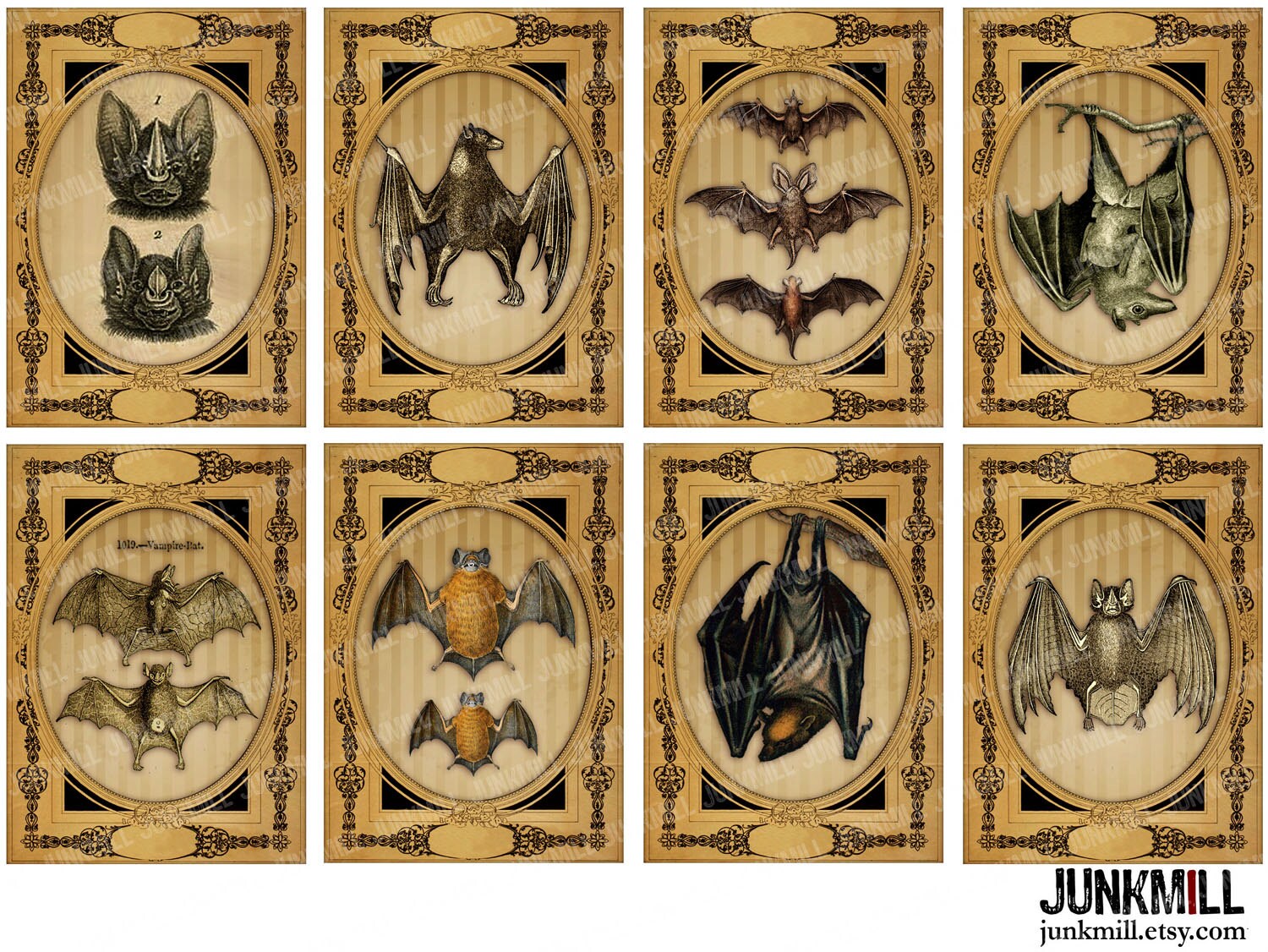 VICTORIAN BATS Digital Printable Collage Sheet Antique - Etsy