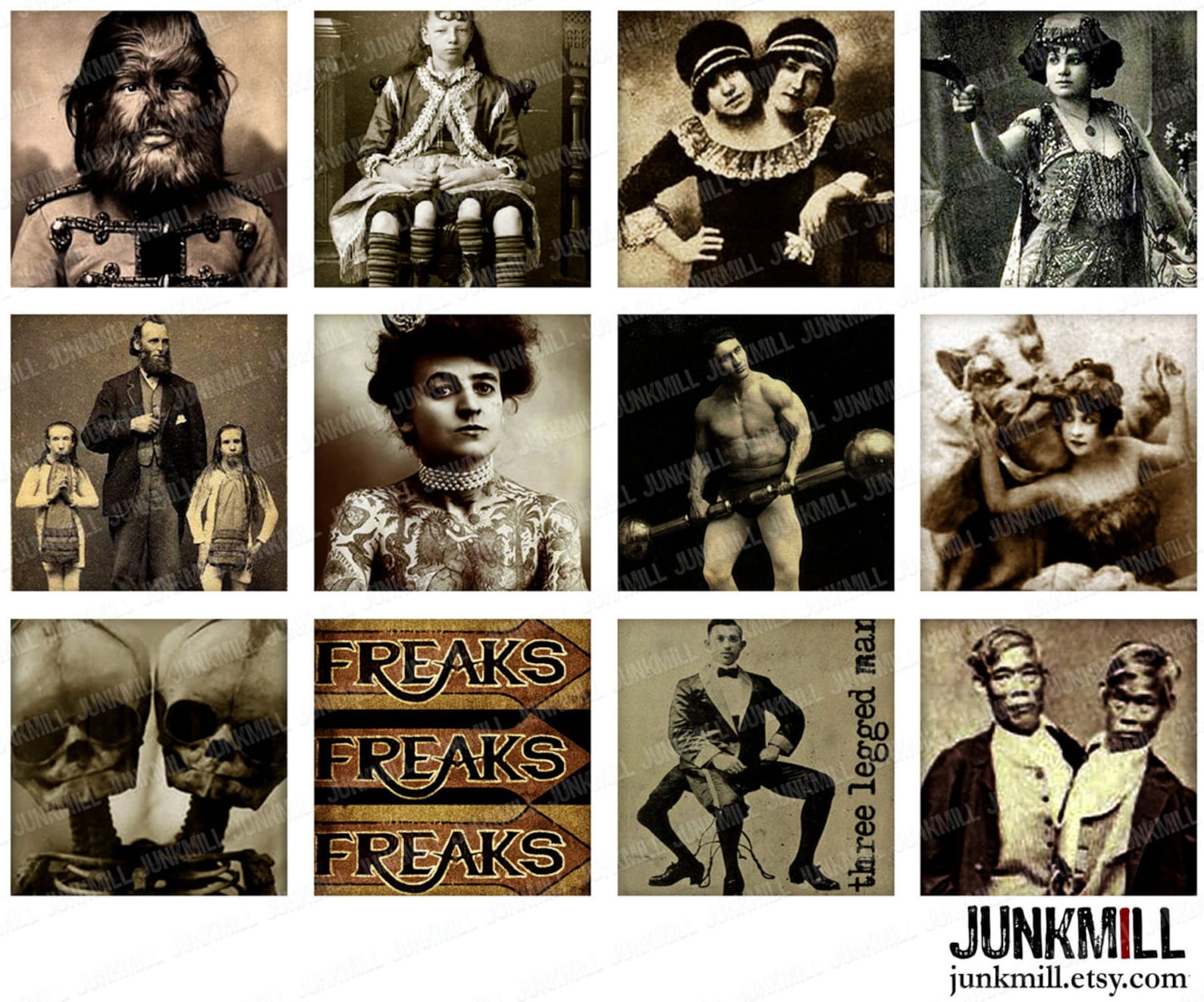 HUMAN ODDITIES - Digital Printable Collage Sheet - 2X2 Squares ...