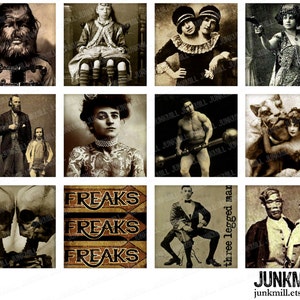 HUMAN ODDITIES - Digital Printable Collage Sheet - 2X2 Squares ...
