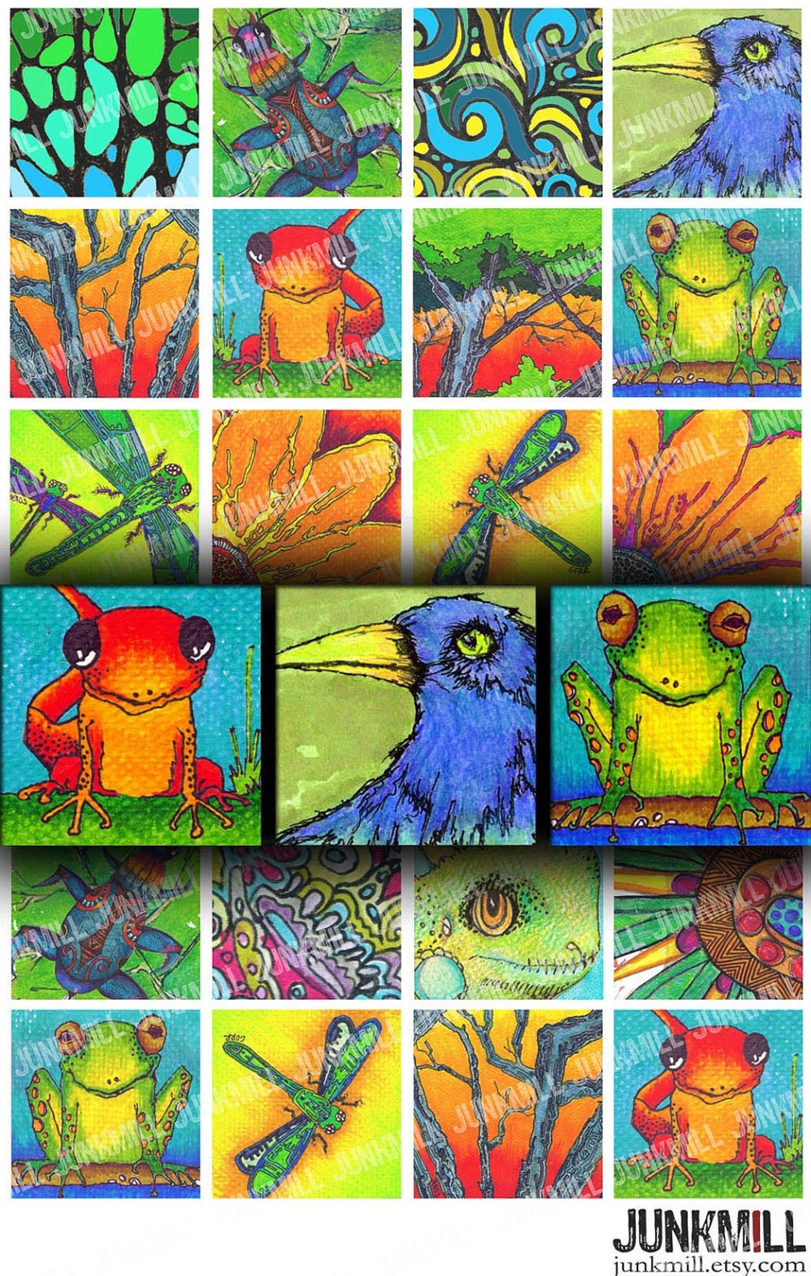 ILLUSTRATED INCHIES Digital Printable Collage Sheet - Etsy