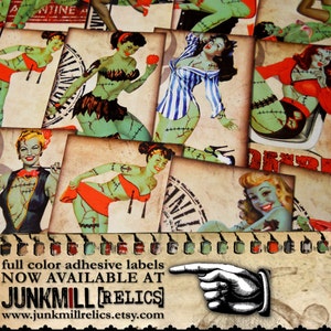 Zombie PIN-UPS - Digital Printable Collage Sheet - Retro Horror Pin-up ...