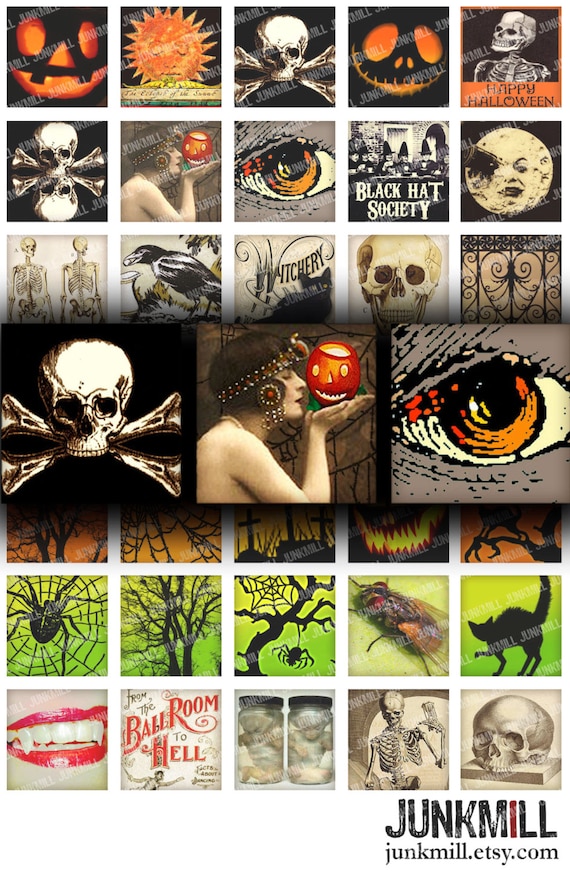 HALLOWEEN MEDLEY Digital Printable Collage Sheet Spooky | Etsy UK