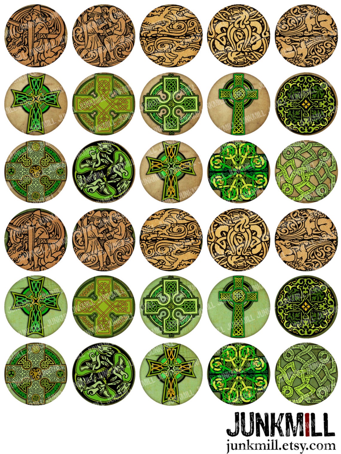 CELTIC CIRCLES Digital Printable Collage Sheet Vintage - Etsy
