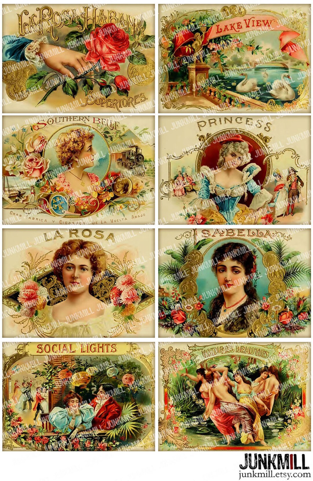 HUMIDOR Digital Printable Collage Sheet Vintage Cigar Box Labels ...