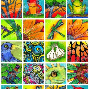 ILLUSTRATED INCHIES - Digital Printable Collage Sheet - Colorful ...