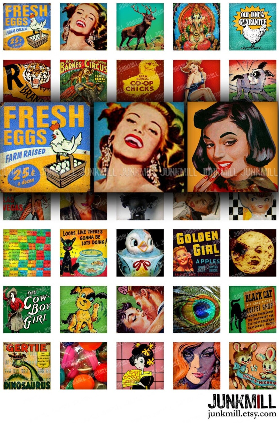 RETRO LUXE - Digital Printable Collage Sheet - Vintage Pin-up Girls ...