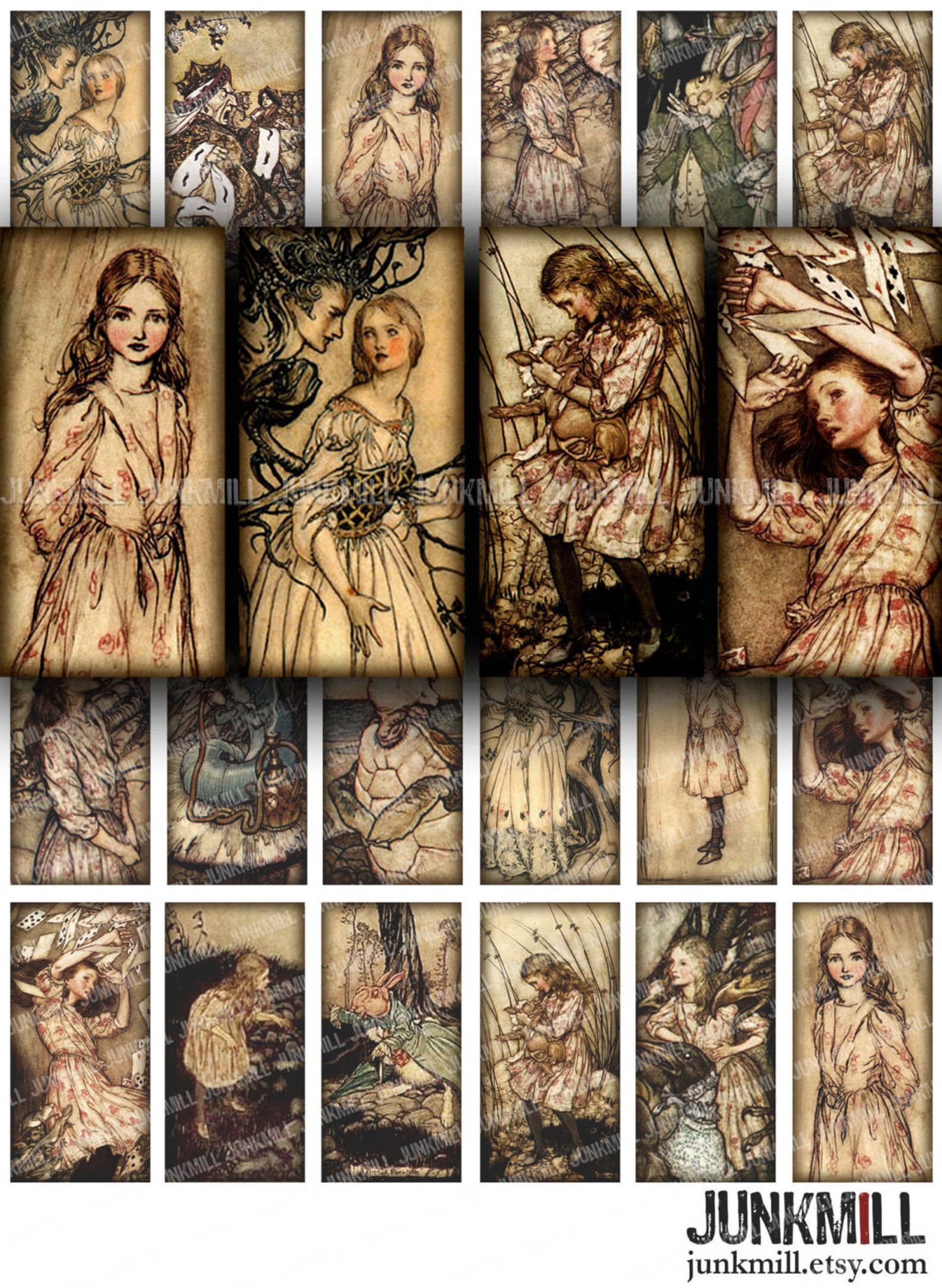 ALICE TILES Digital Printable Collage Sheet Vintage - Etsy
