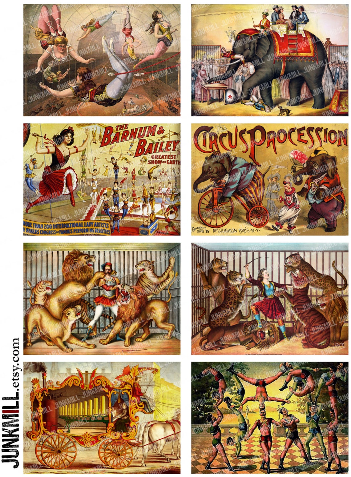 BIG TOP Digital Printable Collage Sheet Vintage Circus - Etsy