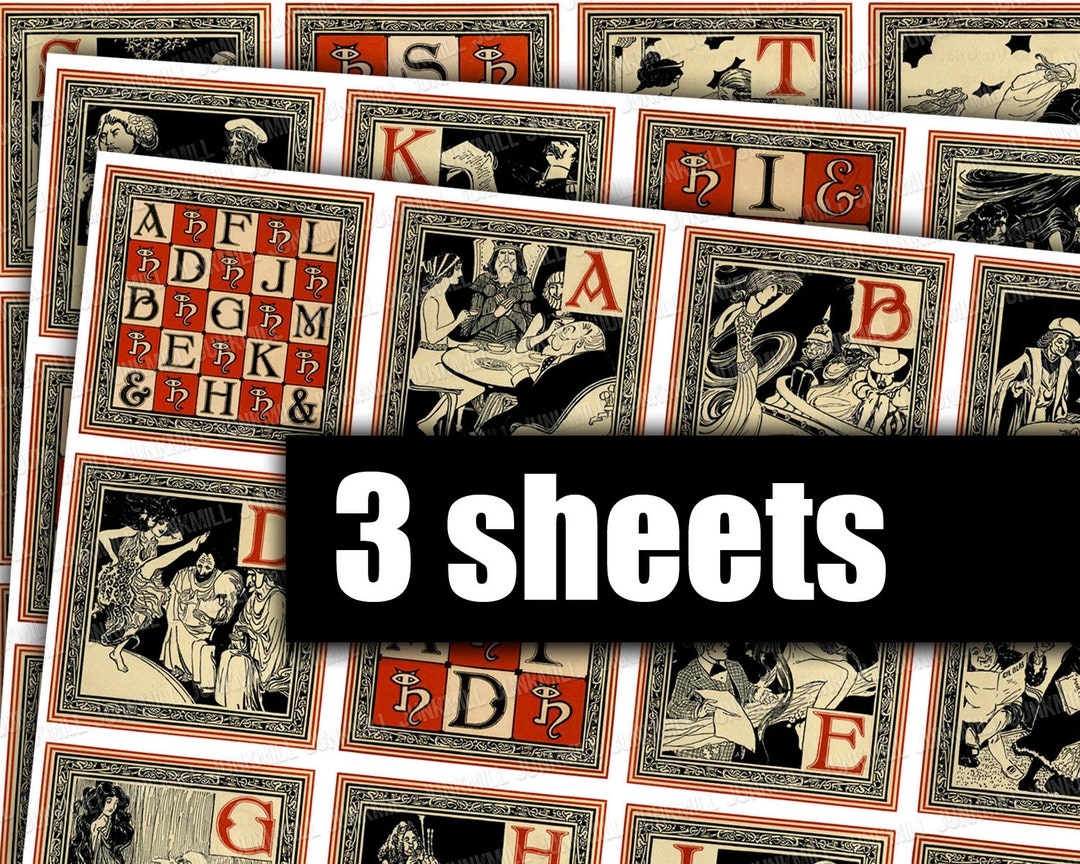 SINISTER ALPHABET Digital Printable Collage Sheets Vintage - Etsy