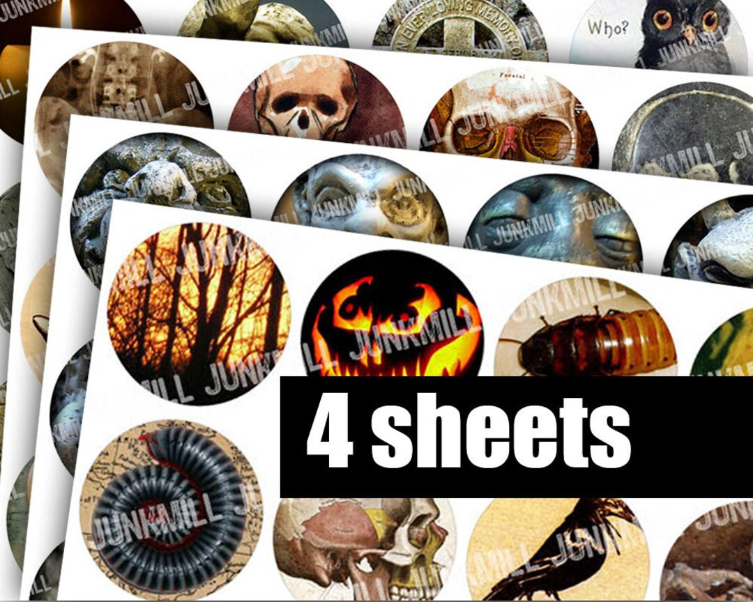 SPOOKTACULAR CIRCLES - Digital Printable Collage Sheets - Halloween ...