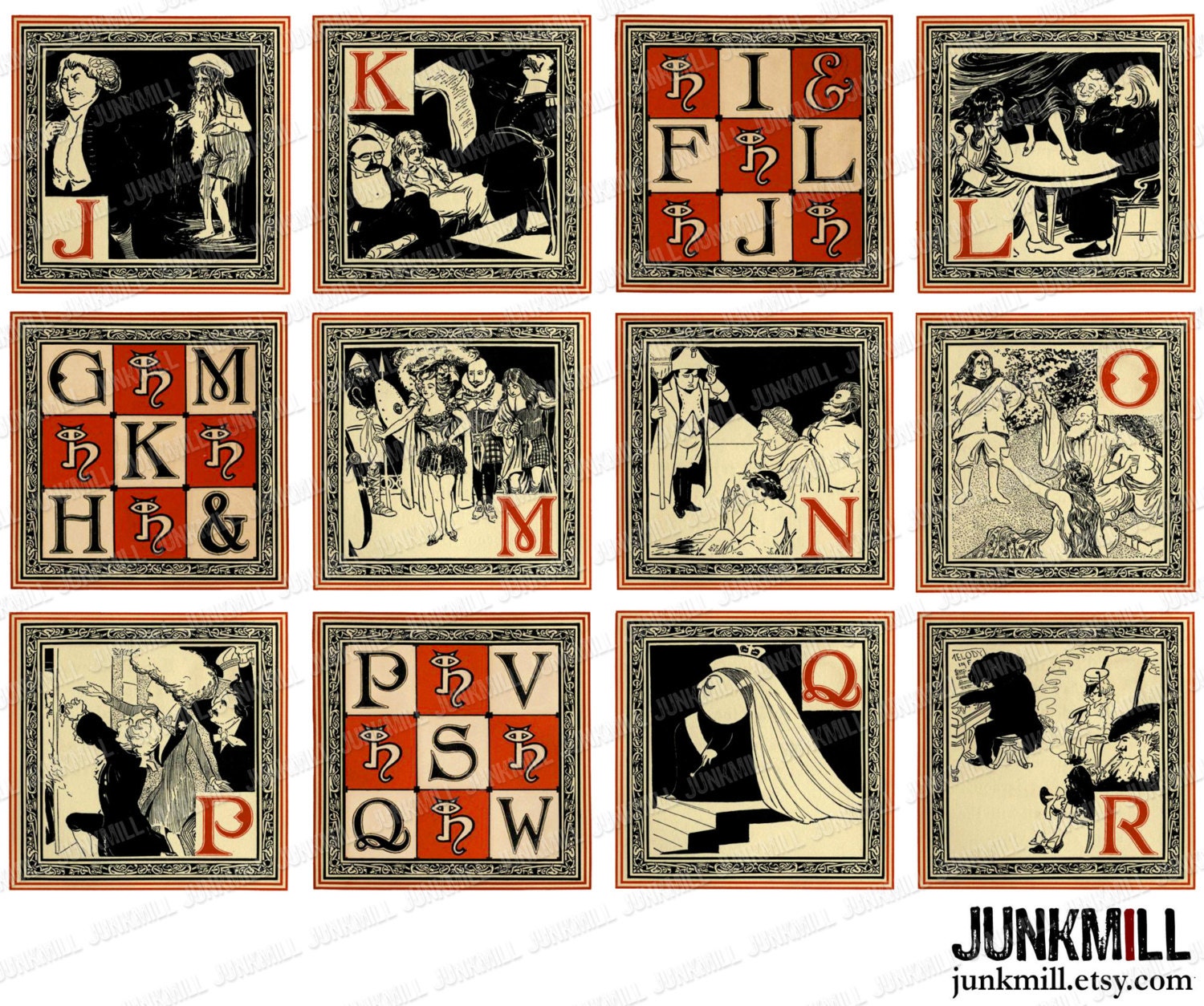 SINISTER ALPHABET - Digital Printable Collage Sheets - Vintage Alphabet ...