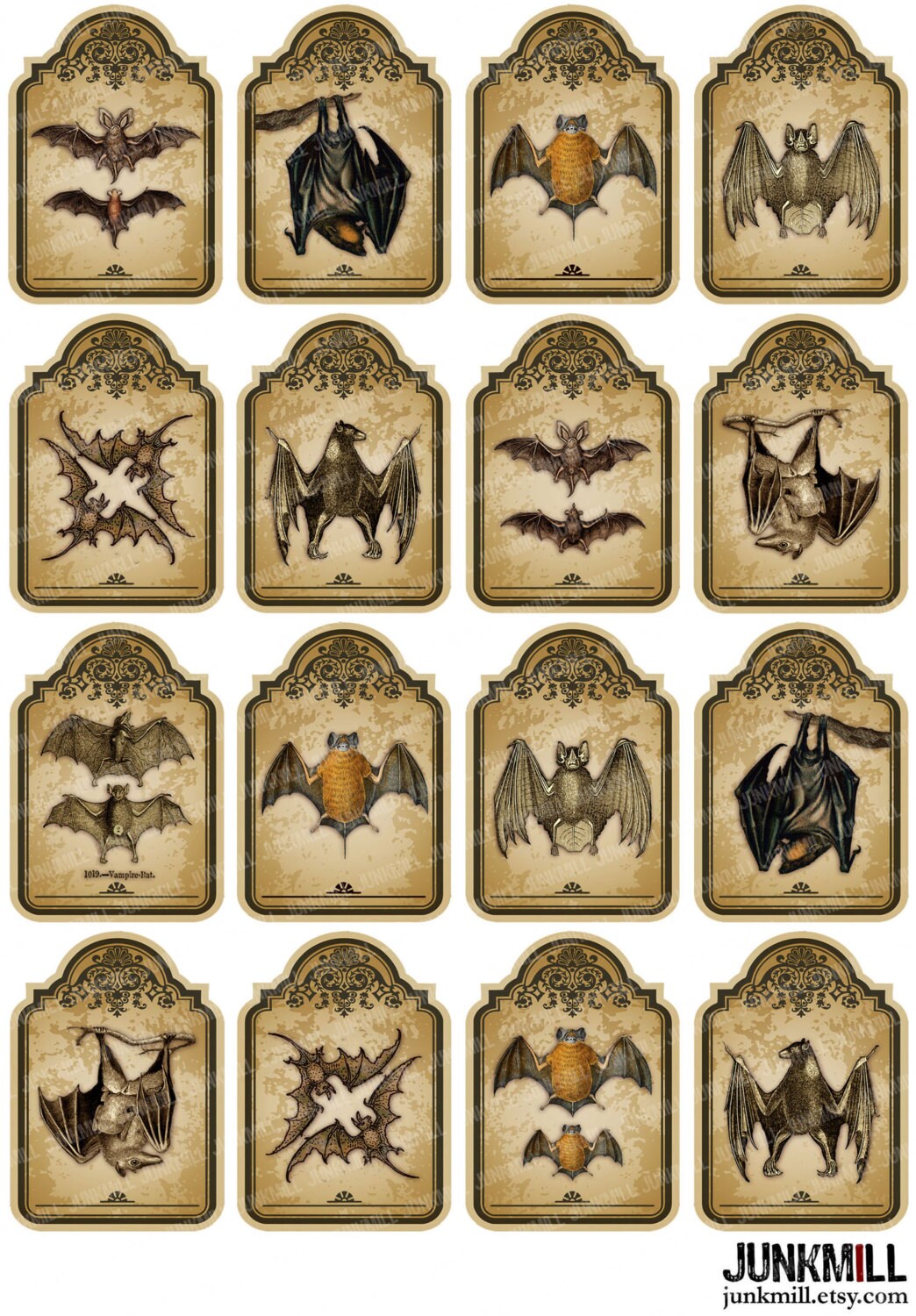 VICTORIAN BATS Digital Printable Collage Sheet Mini - Etsy