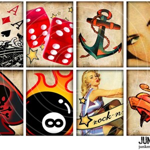 ROCKABILLY - Digital Printable Collage Sheet - ATC 2.5" X 3.5" - Retro ...