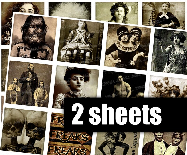HUMAN ODDITIES - Digital Printable Collage Sheet - 2X2 Squares ...