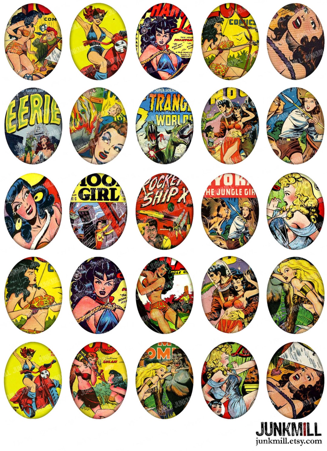 HARDBOILED HEROINES Digital Printable Collage Sheet Risque Pin-ups ...
