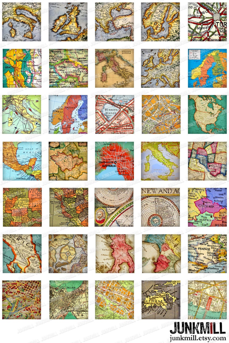 MINI MAPS Digital Collage Sheet Vintage Maps of Italy | Etsy