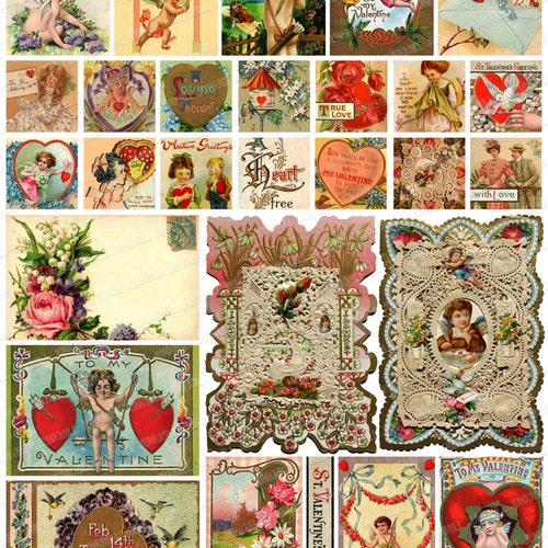 ANTIQUE POSTCARDS Digital Printable Collage Sheet Vintage - Etsy UK