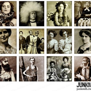 HUMAN ODDITIES - Digital Printable Collage Sheet - 2X2 Squares ...