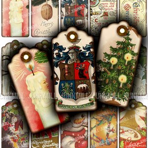 VICTORIAN GIFT TAGS Digital Printable Collage Sheet Vintage Holiday ...