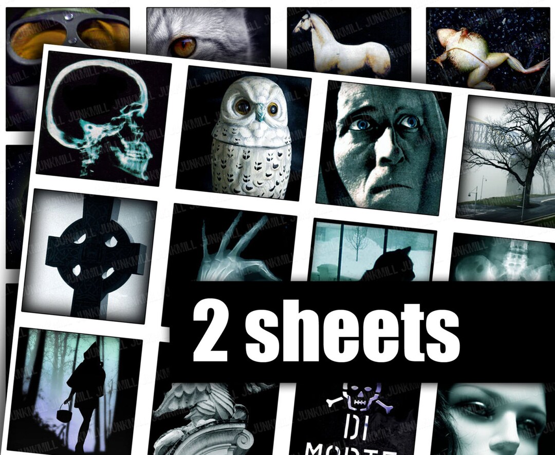 EERIE Digital Printable Collage Sheet 2X2 Inch, 50 Mm Squares Spooky ...