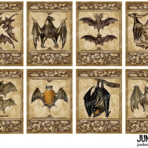 VICTORIAN BATS Digital Printable Collage Sheet Antique Vampire Bat ...
