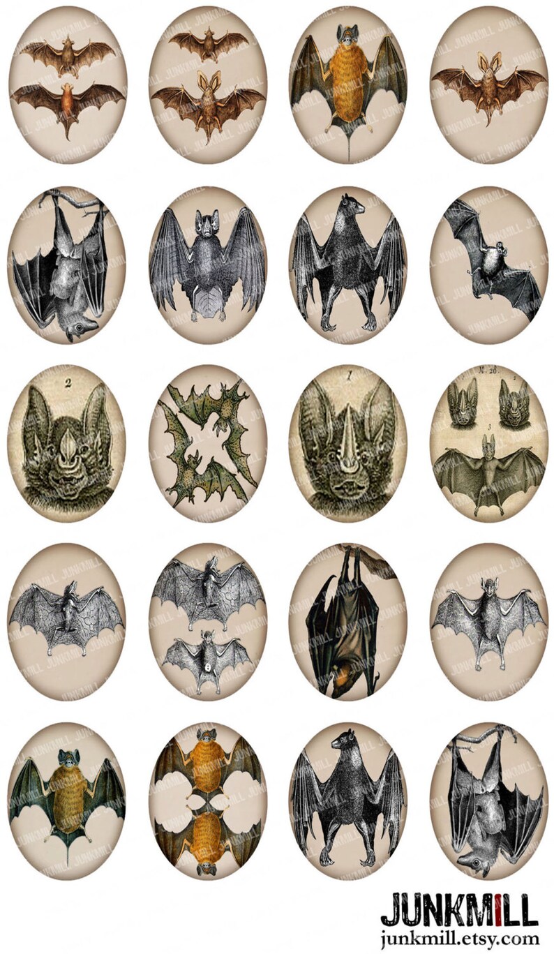 BATS Digital Printable Collage Sheet 30 X 40 Mm Ovals | Etsy