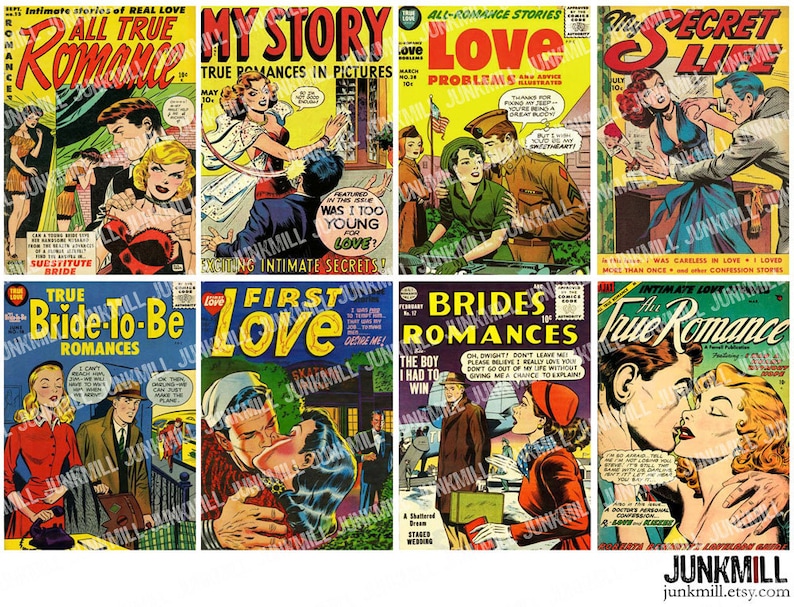 PULP ROMANCE Digital Printable Collage Sheet Comic Book - Etsy