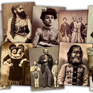 HUMAN ODDITIES 10 Large Digital Printable Images Vintage Circus ...
